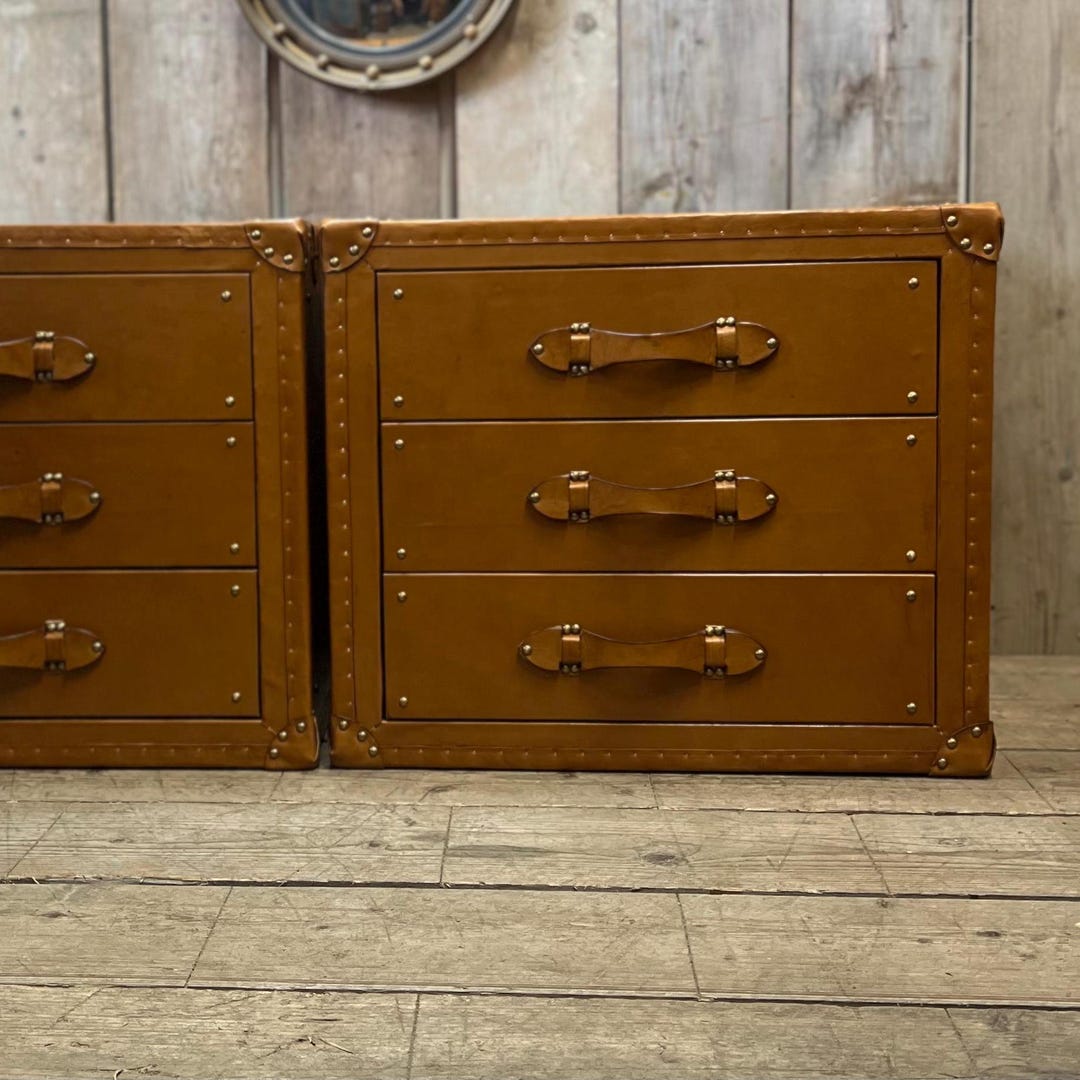 Large Luxury Personalised London Tan Leather Console Tables - Etsy