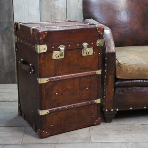 Antique Leather Occasional Side Table Trunks - Etsy