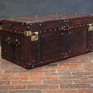 Travel Trunk Campaign Style English Leather Handmade - Etsy