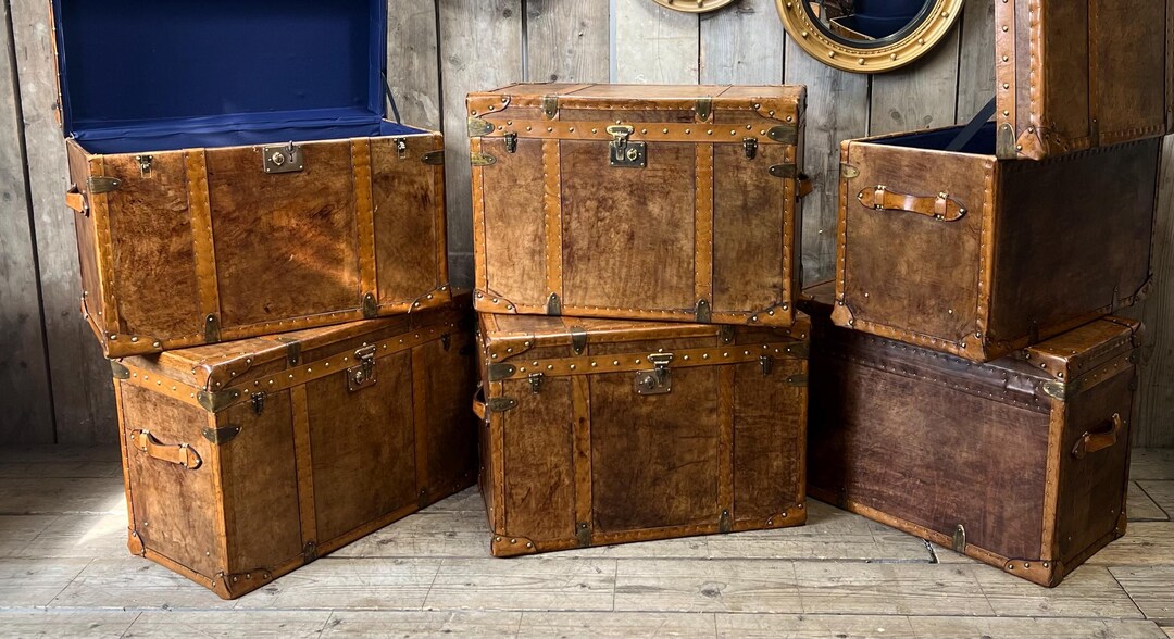 English Bridle Leather Storage Chests - Etsy