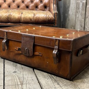 Edwardian Tan Leather Campaign Travel Trunk - Etsy
