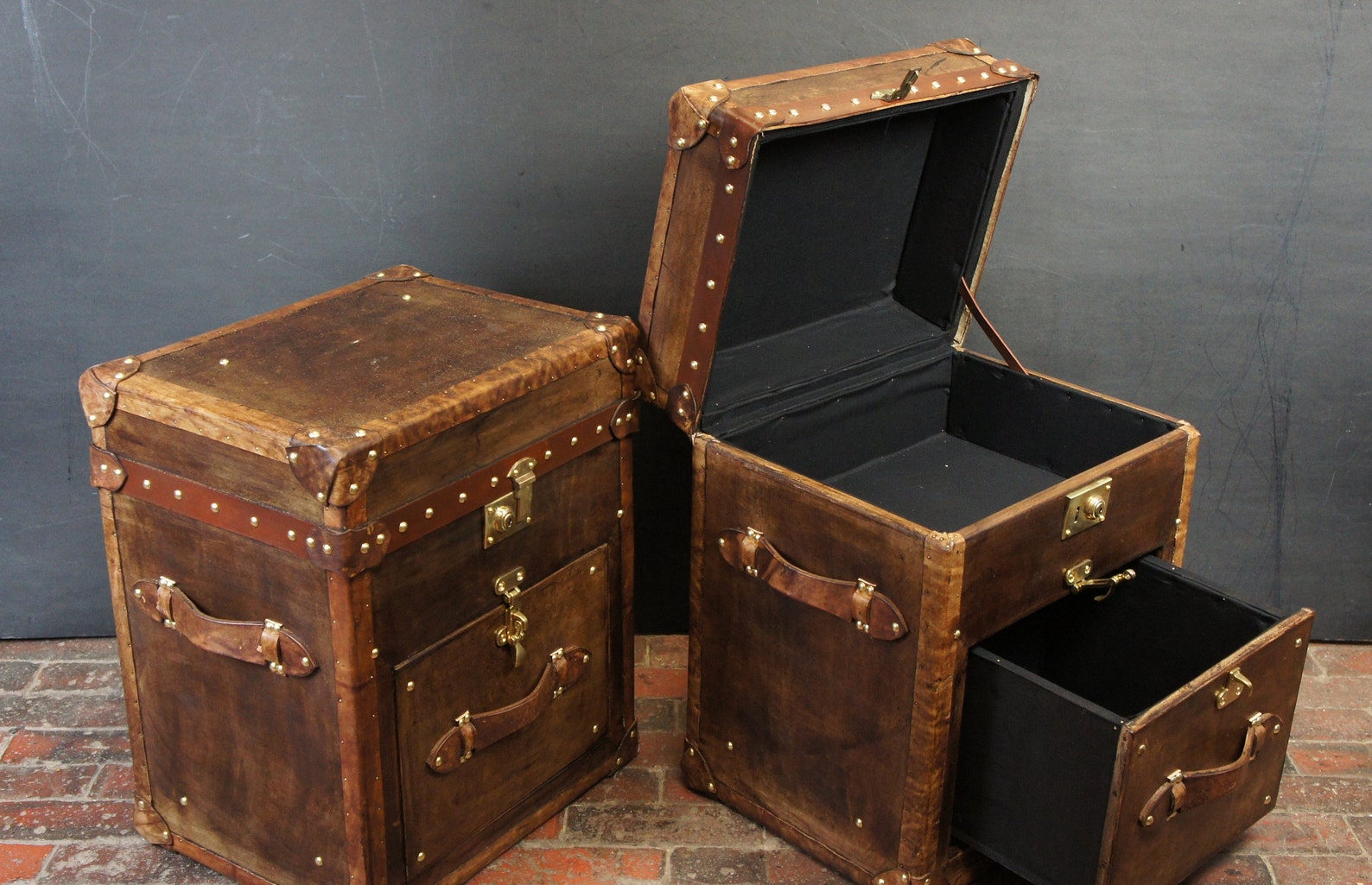 English Handmade Nightstand Table Trunks with Draws | Etsy