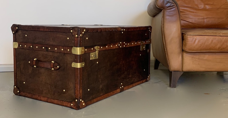 English Handmade Luxury Leather Coffee Table Trunk - Etsy