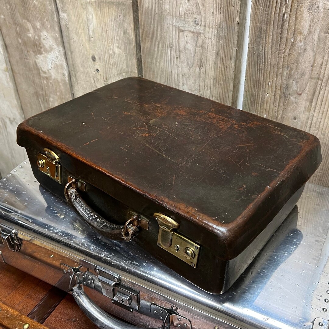 Rare Norfolk Hide Warranted Leather Attaché Briefcase Suitcase Antique ...