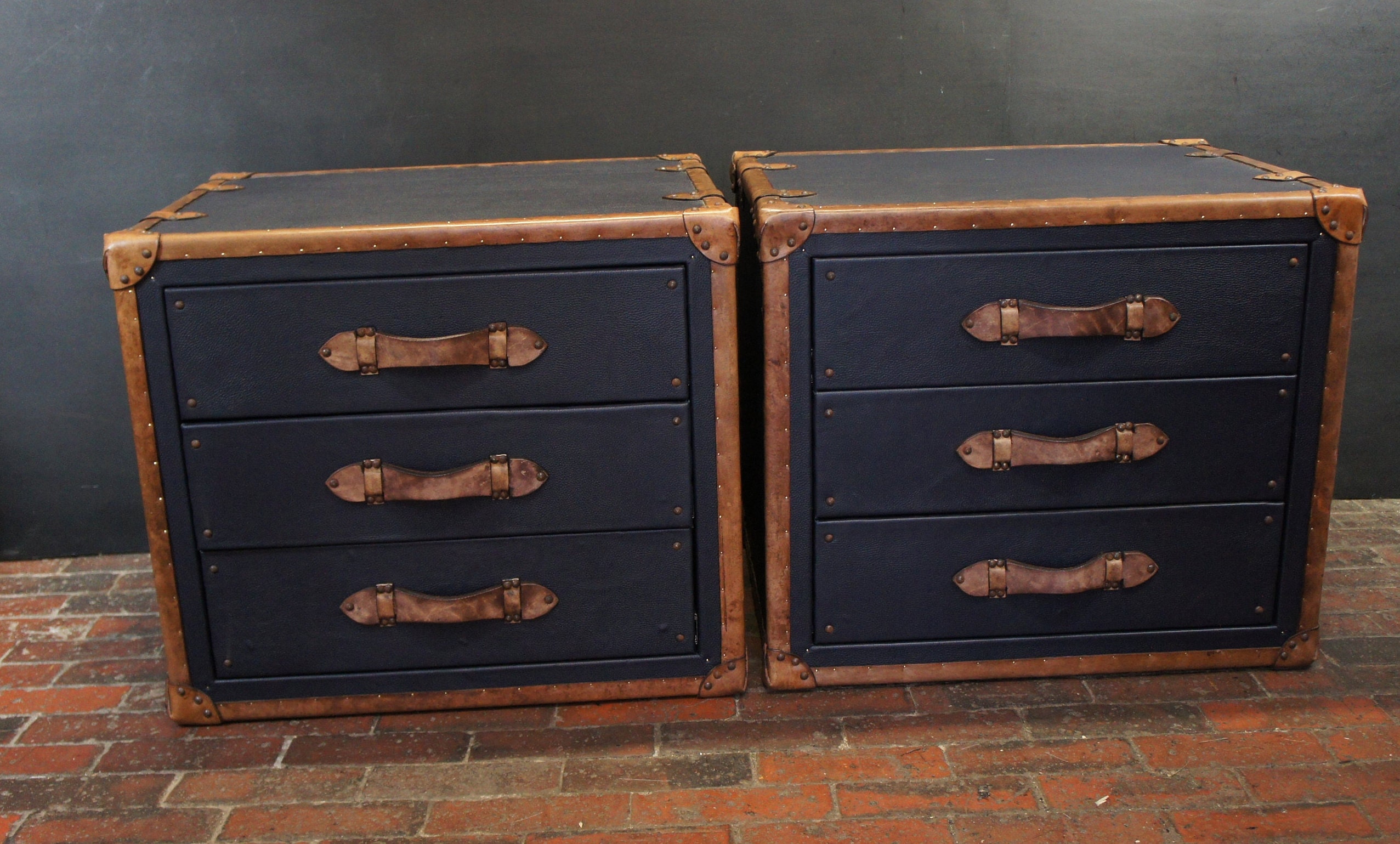 Luxury Pebble Blue Leather Console Tables - Etsy