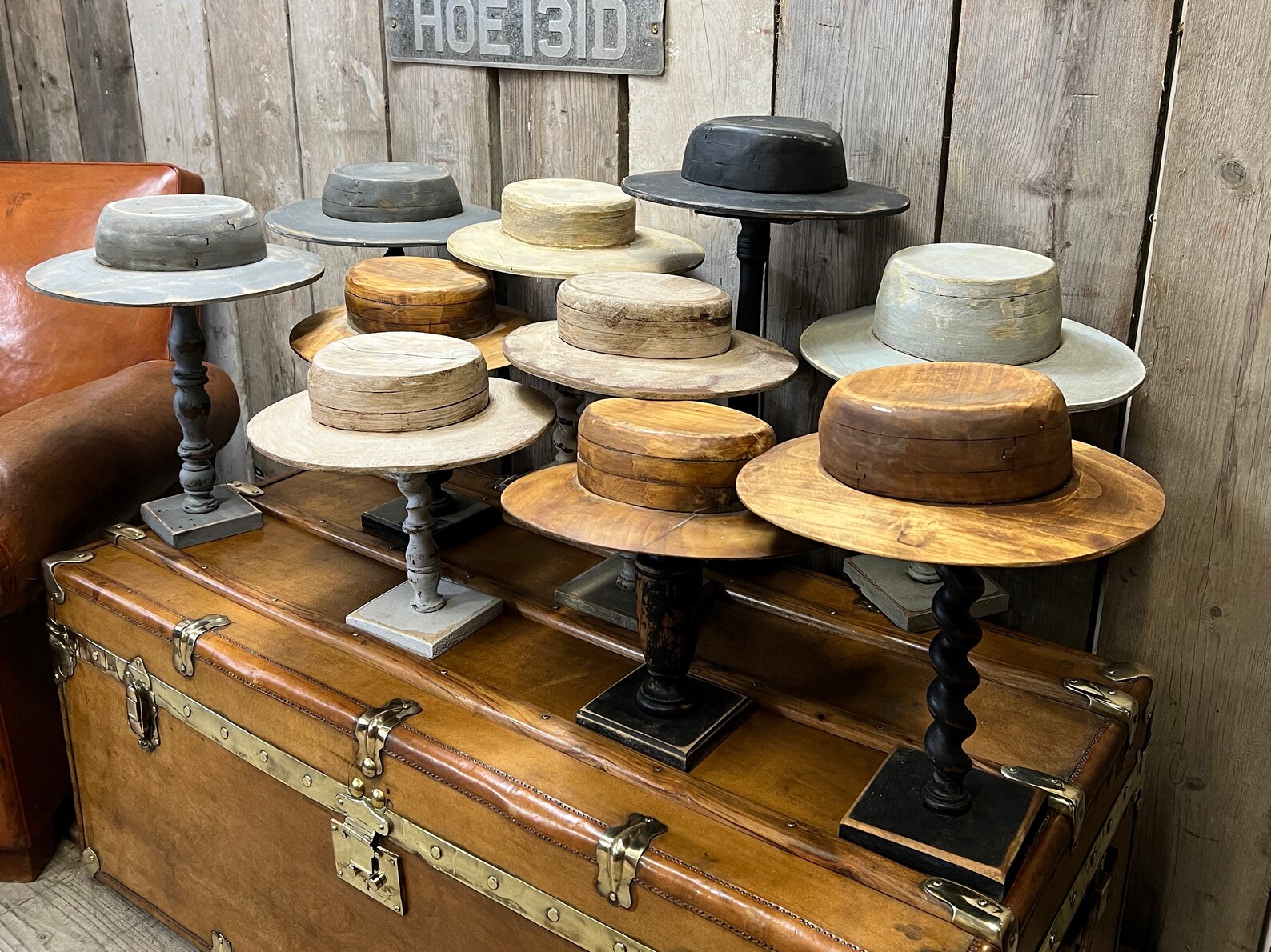Antique Wooden Hat Block Forms on Wooden Stands Shop - Etsy