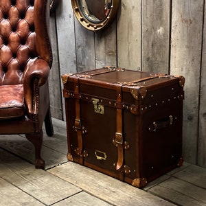 Bespoke Antique Belted Leather Console Side Table - Etsy