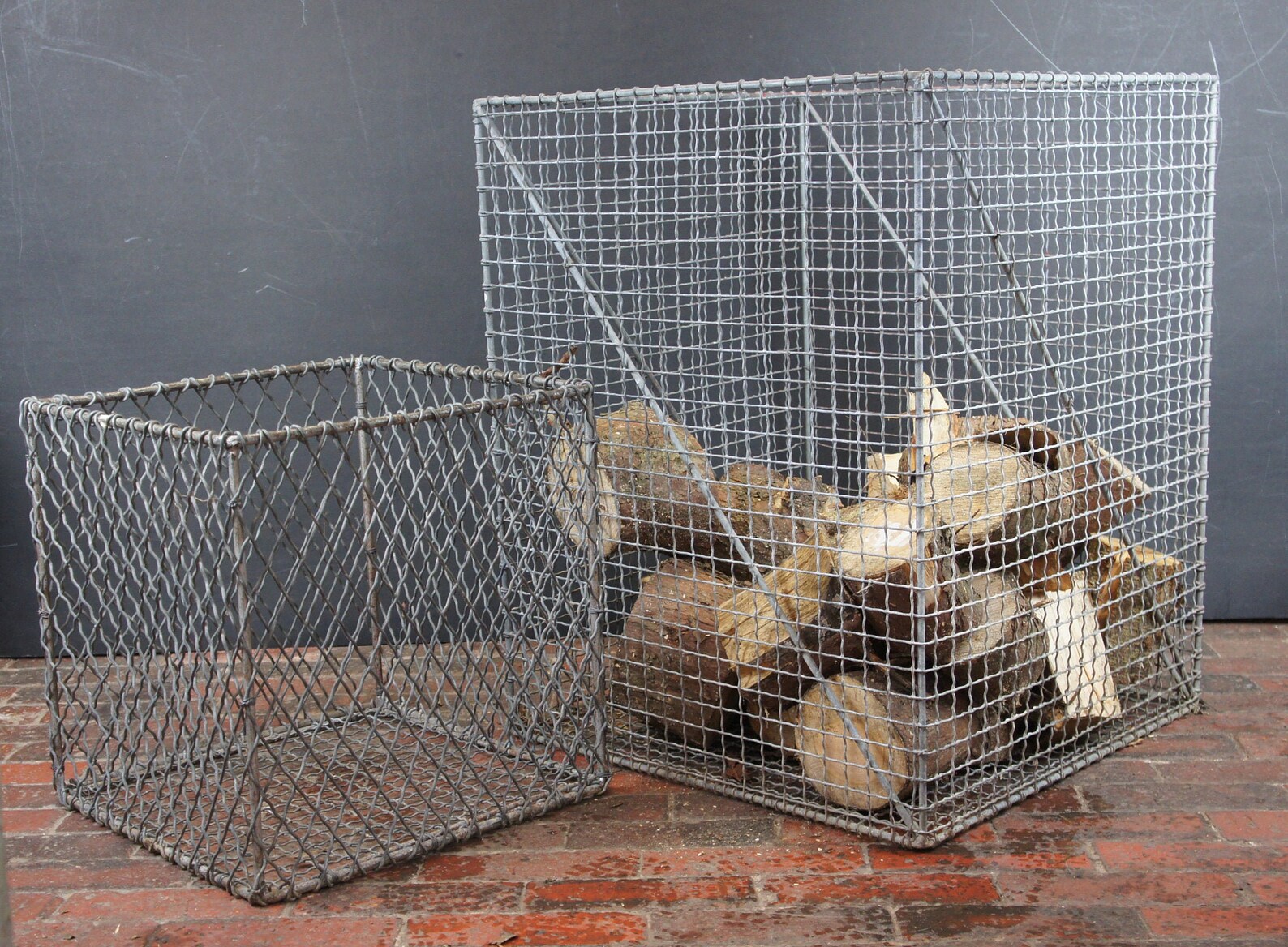 Large Industrial Vintage Galvanised Wire Log Basket | Etsy