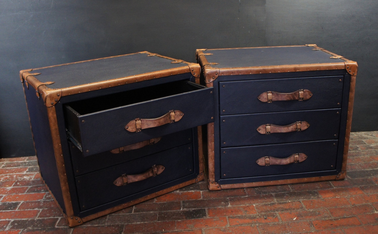 Luxury Pebble Blue Leather Console Tables - Etsy