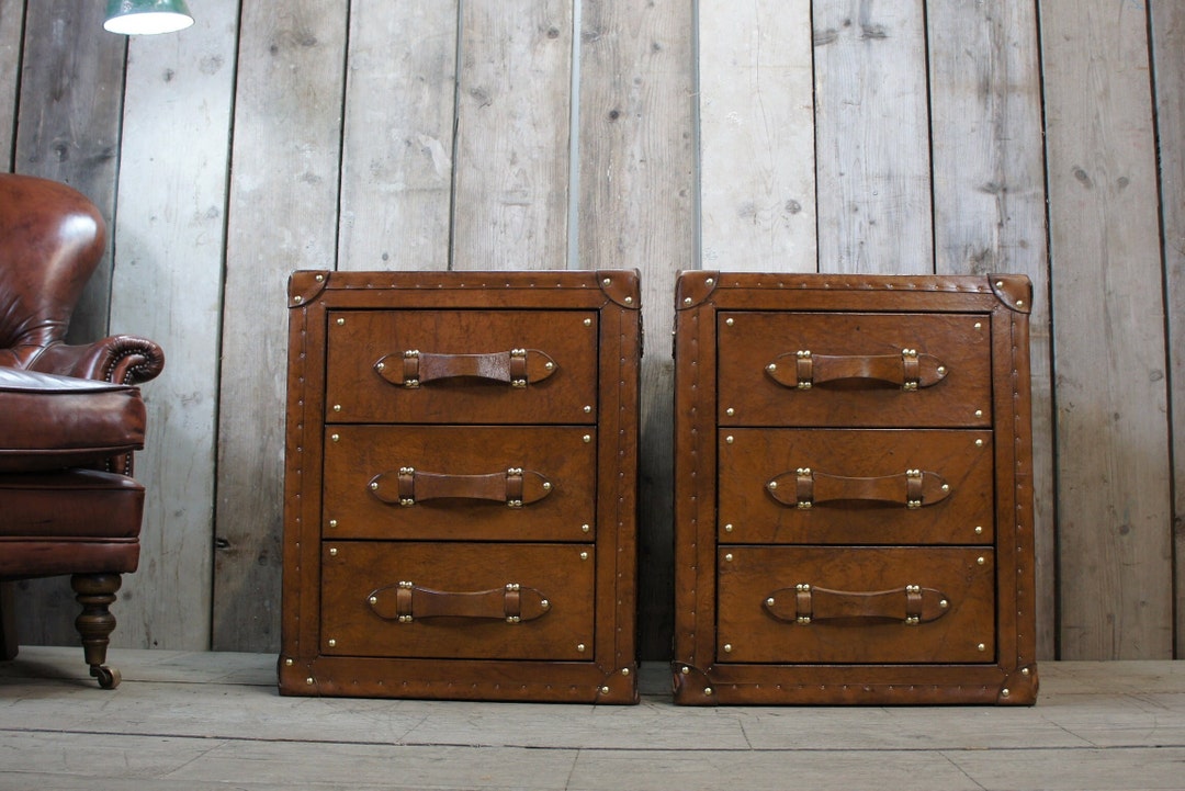 London Tan Leather Bedside Furniture - Etsy