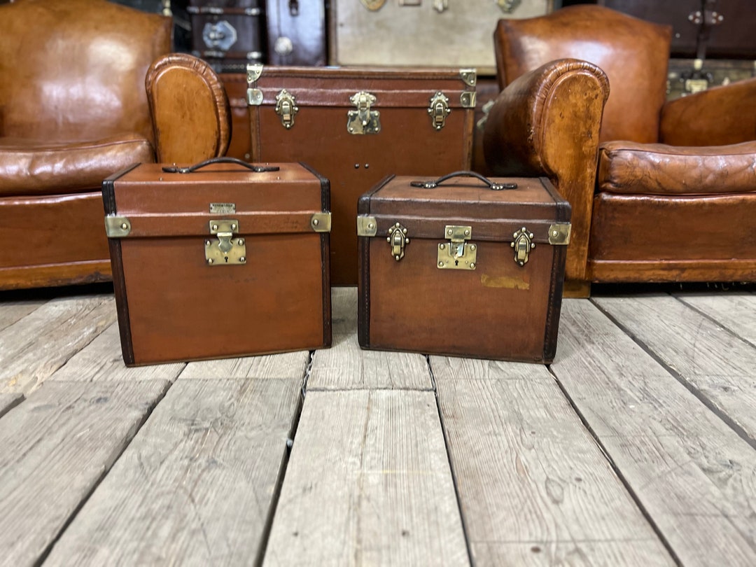 Heavily Brassed Antique French Travel Trunk Hat Box Chest Home Decor - Etsy