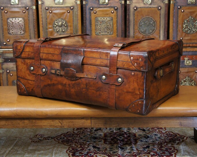 Impressive Large Leather Cabin Trunk by Harrods of London - Etsy UK