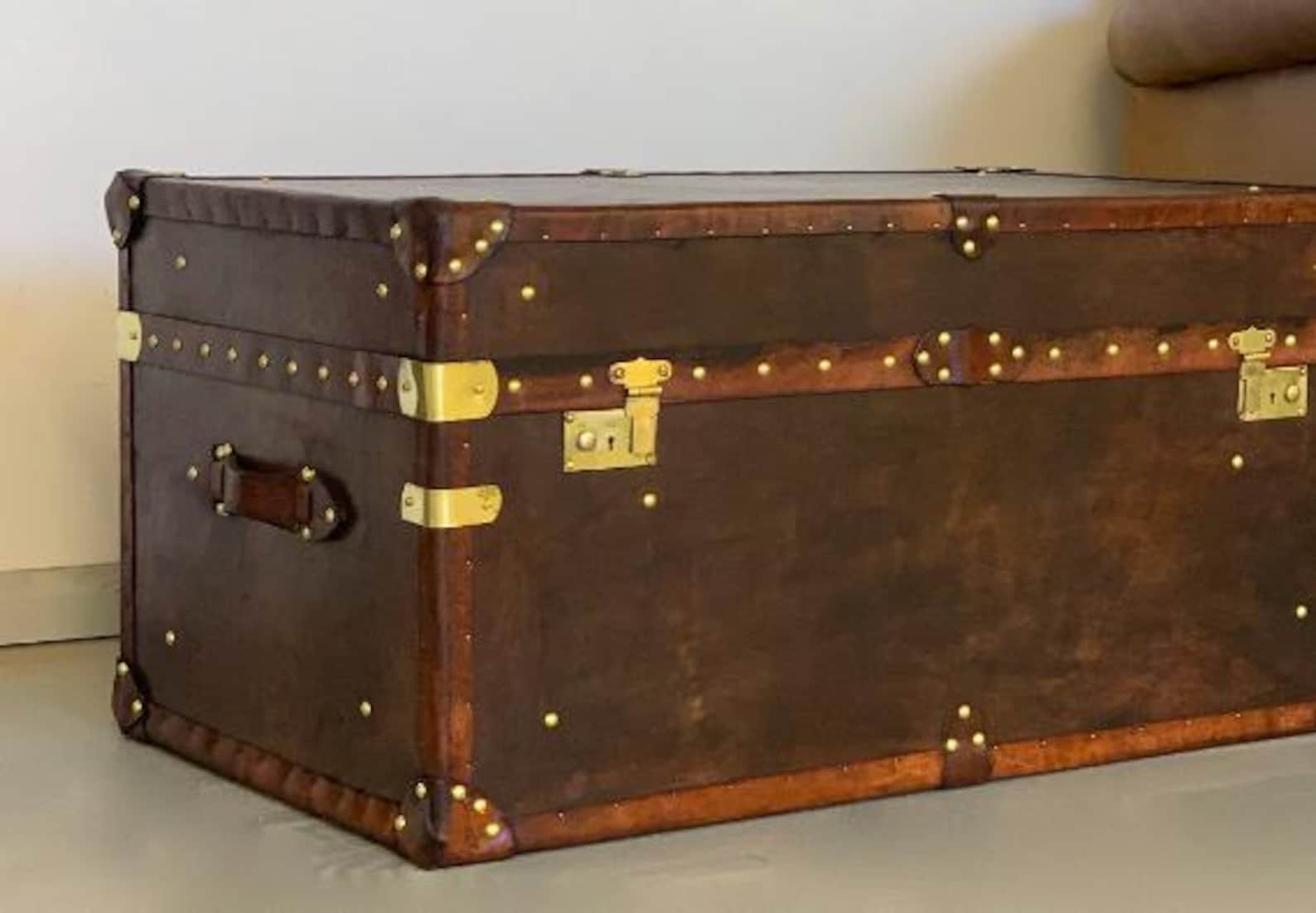 English Handmade Luxury Leather Coffee Table Trunk - Etsy