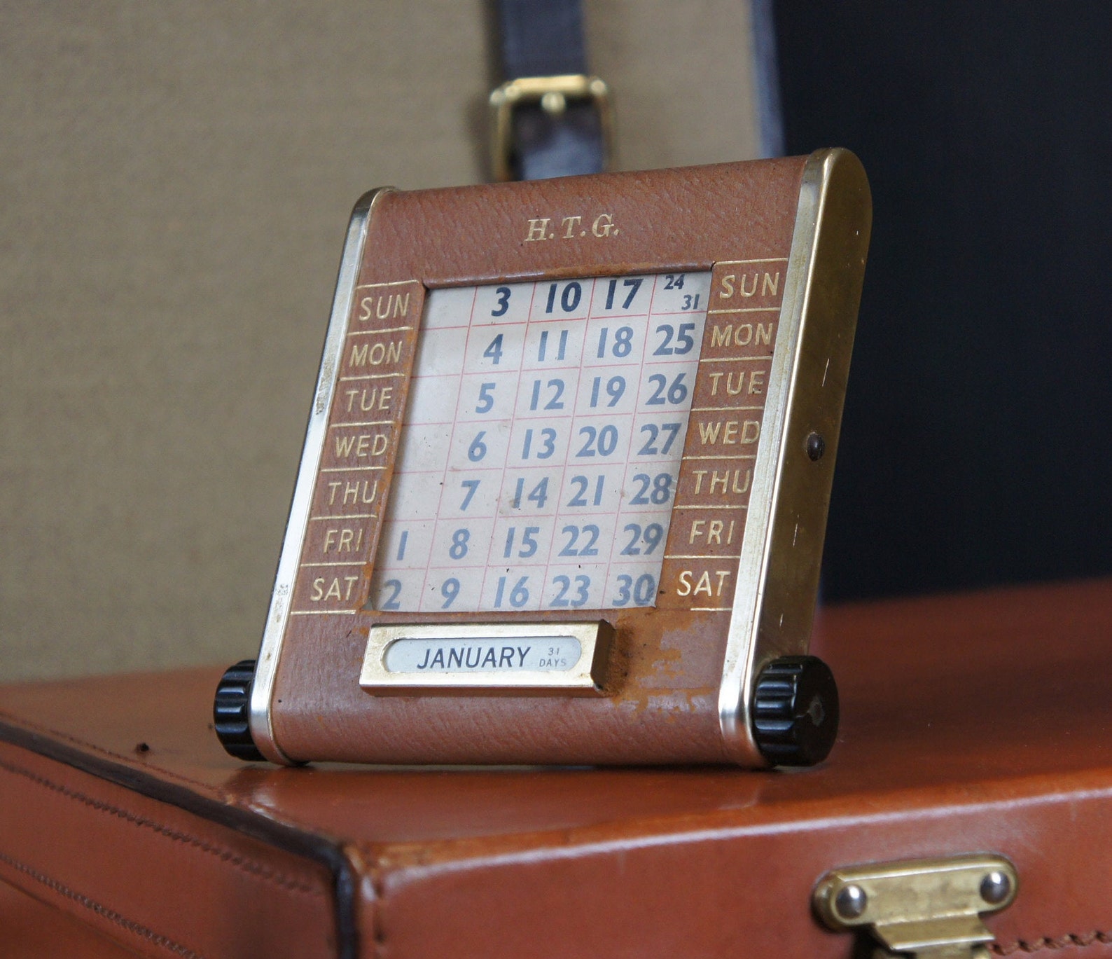 Antique Leather Home Office Desk Top Calendar by Asprey London | Etsy