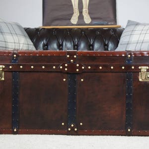 Large Antique Leather Handmade Trunk Chest Home Decor Bedroom - Etsy