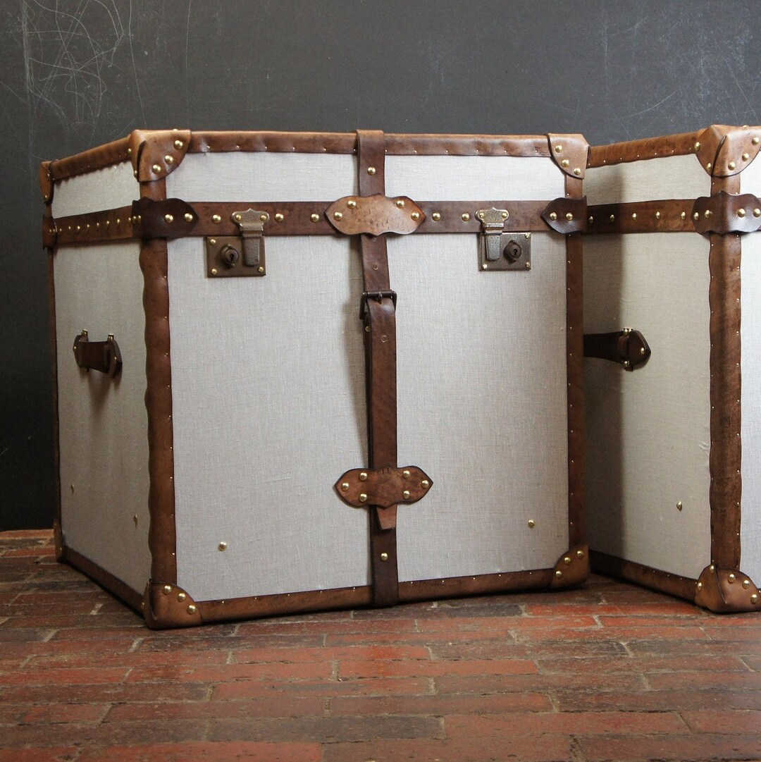 Luxury Large Linen Belted Side Table Trunks - Etsy