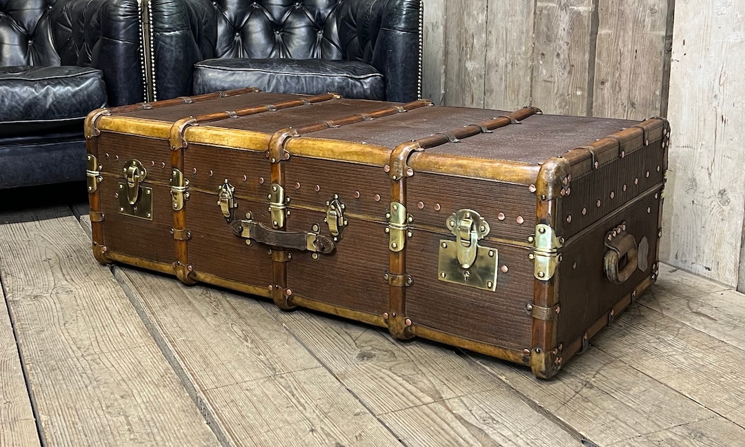 Antique Canvas Cane & Vellum Trimmed Luxury French Travel Trunk - Etsy
