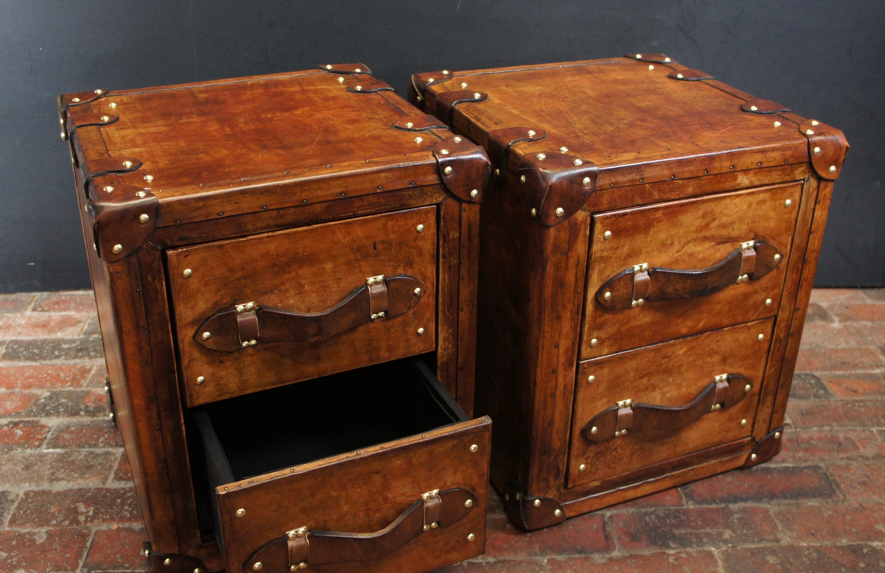 Finest English Leather Bedside Cabinets - Etsy UK