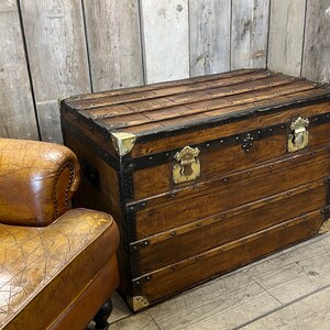 Huge French Antique Steamer Trunk Brass Fittings - Etsy