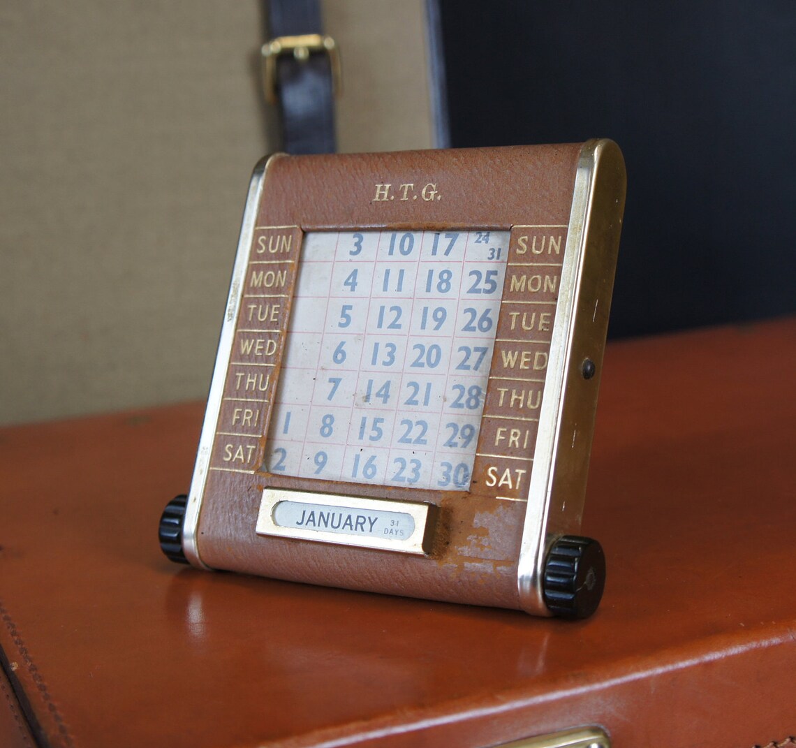 Antique Leather Home Office Desk Top Calendar by Asprey London | Etsy
