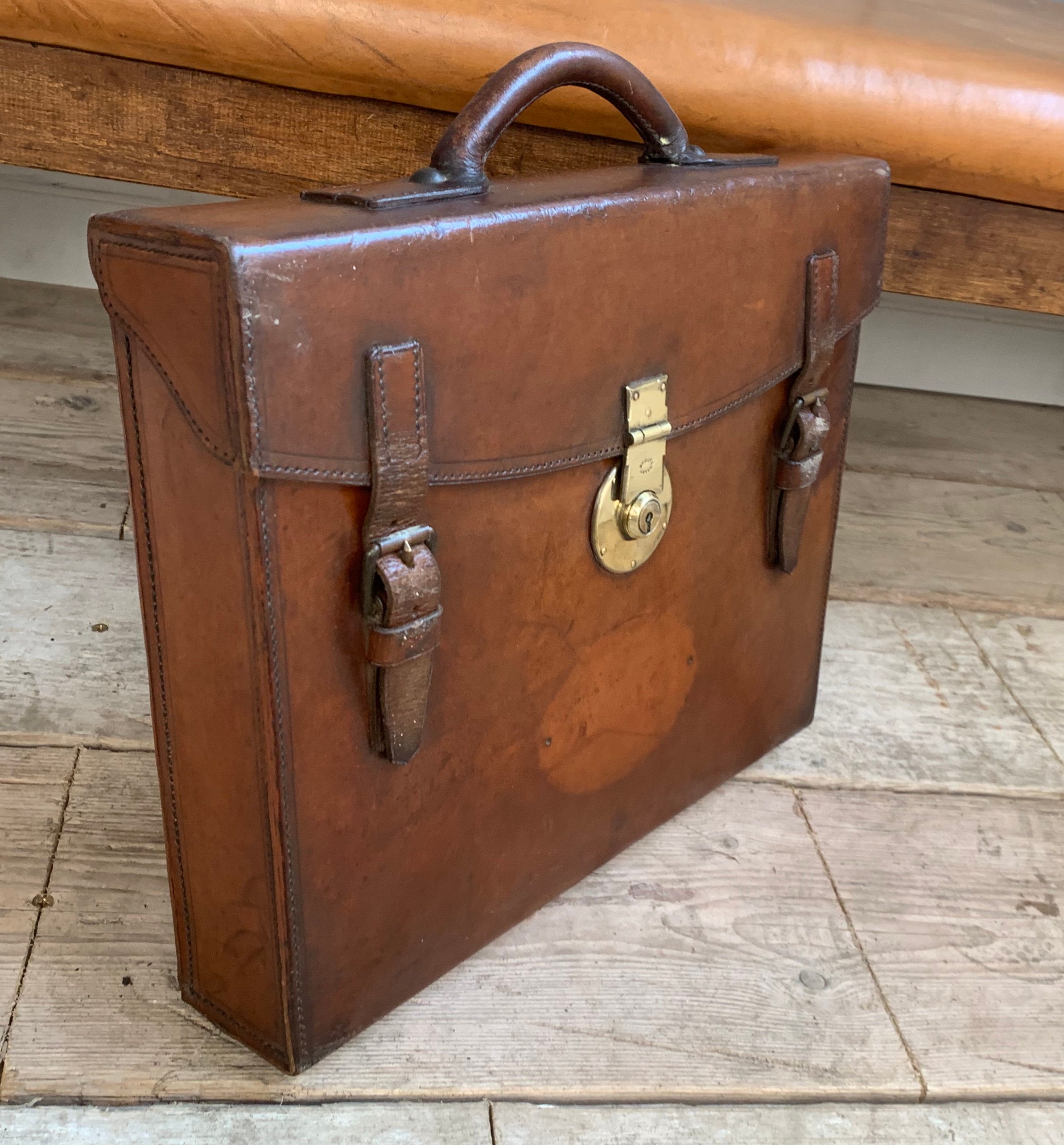 Luxury 1920s Solid Leather Box Briefcase Executive Bag | Etsy
