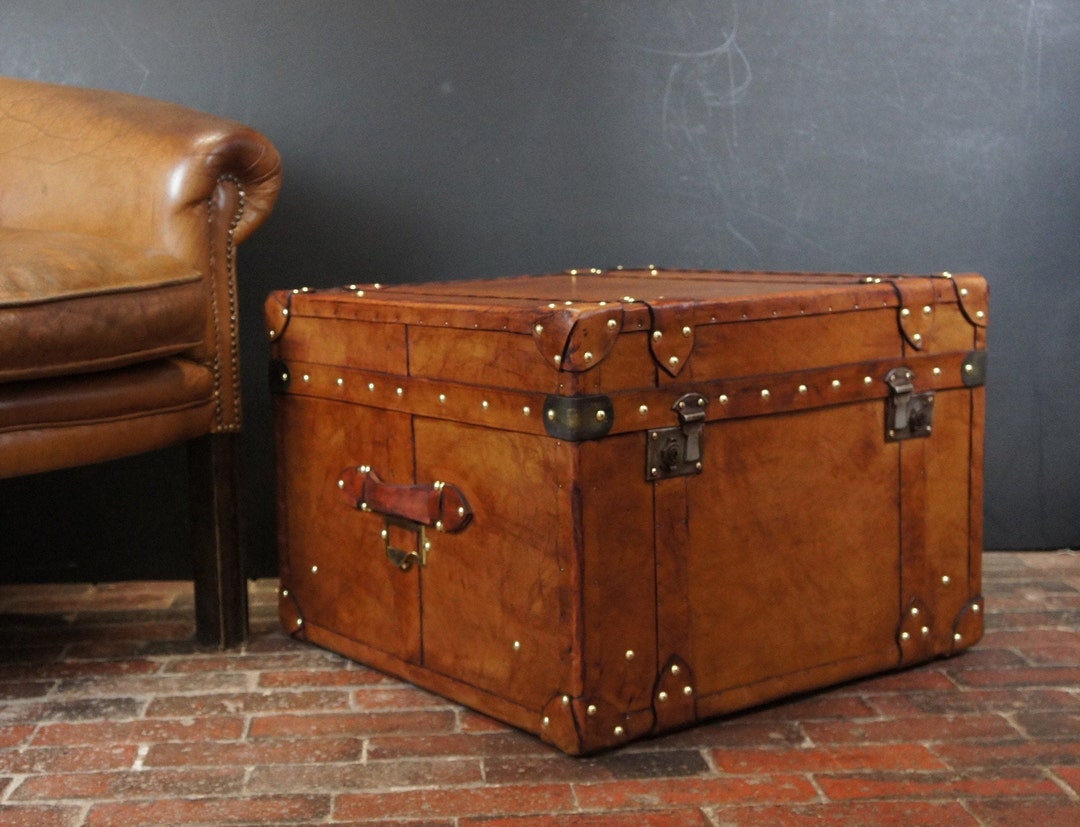 London Tan British Luxury Handmade Leather Coffee Table Trunk - Etsy