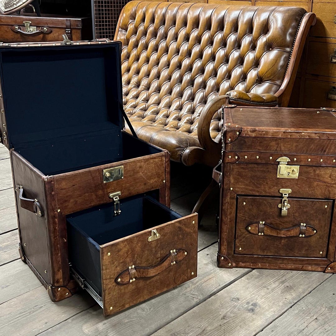 Handmade English Bridle Leather Side Table Trunk: Bedroom Furniture - Etsy