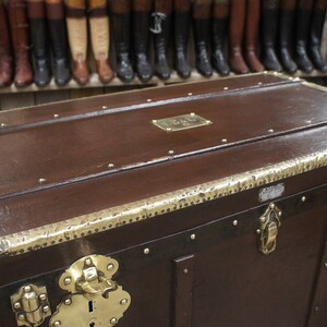 1920s Large Antique Garment Gown Trunk Brass Bound Reception Furniture ...
