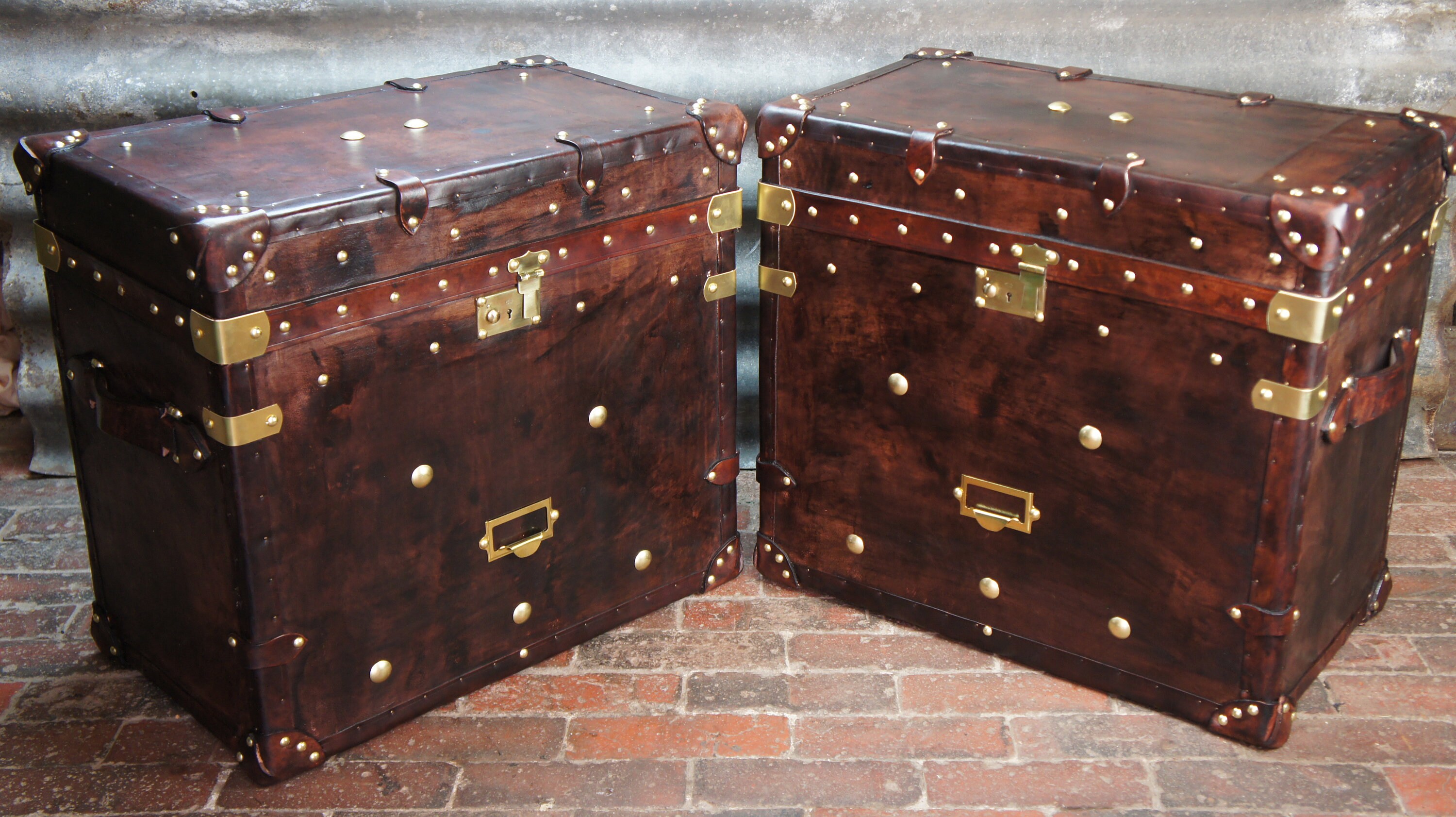 English Large Leather Occasional Side Table Trunk - Etsy