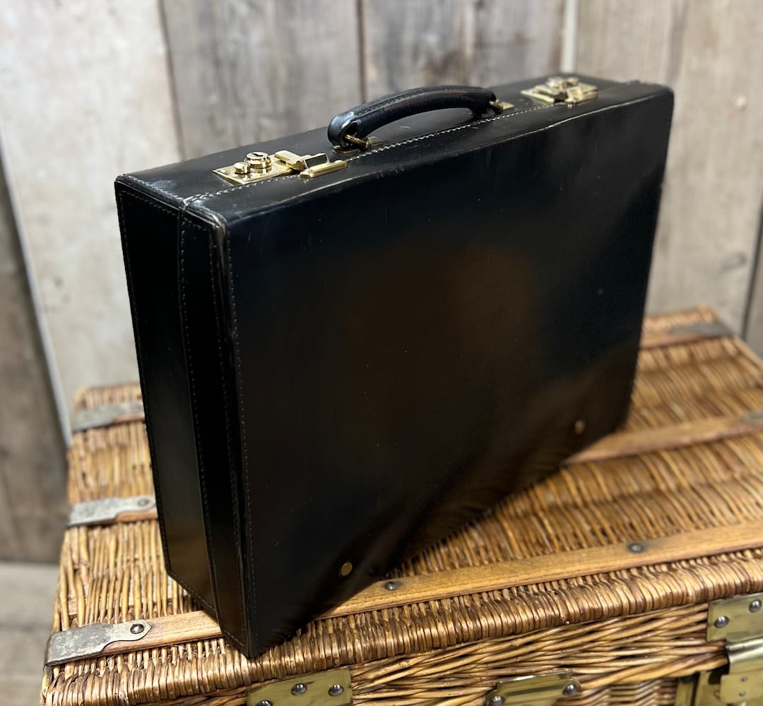 Luxury Black Bridle Leather Attaché Briefcase by Papworth - Etsy
