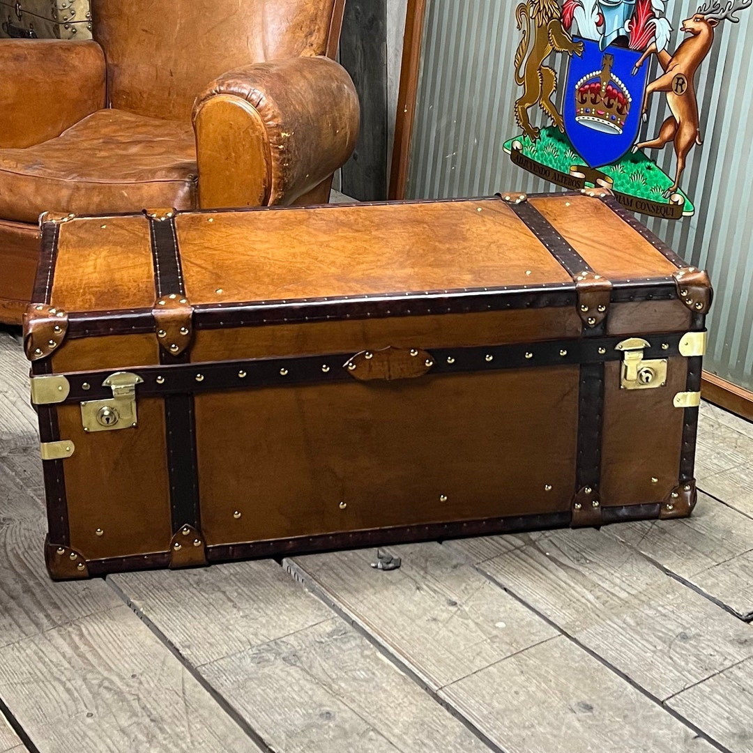 Luxury London Tan Large Leather Reception Trunk - Etsy