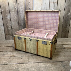 Antique Beige Leather Banded Travel Trunk With Keys - Etsy