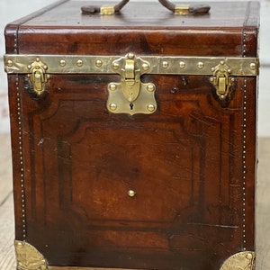 Antique Leather & Brass Bound Luggage - Etsy