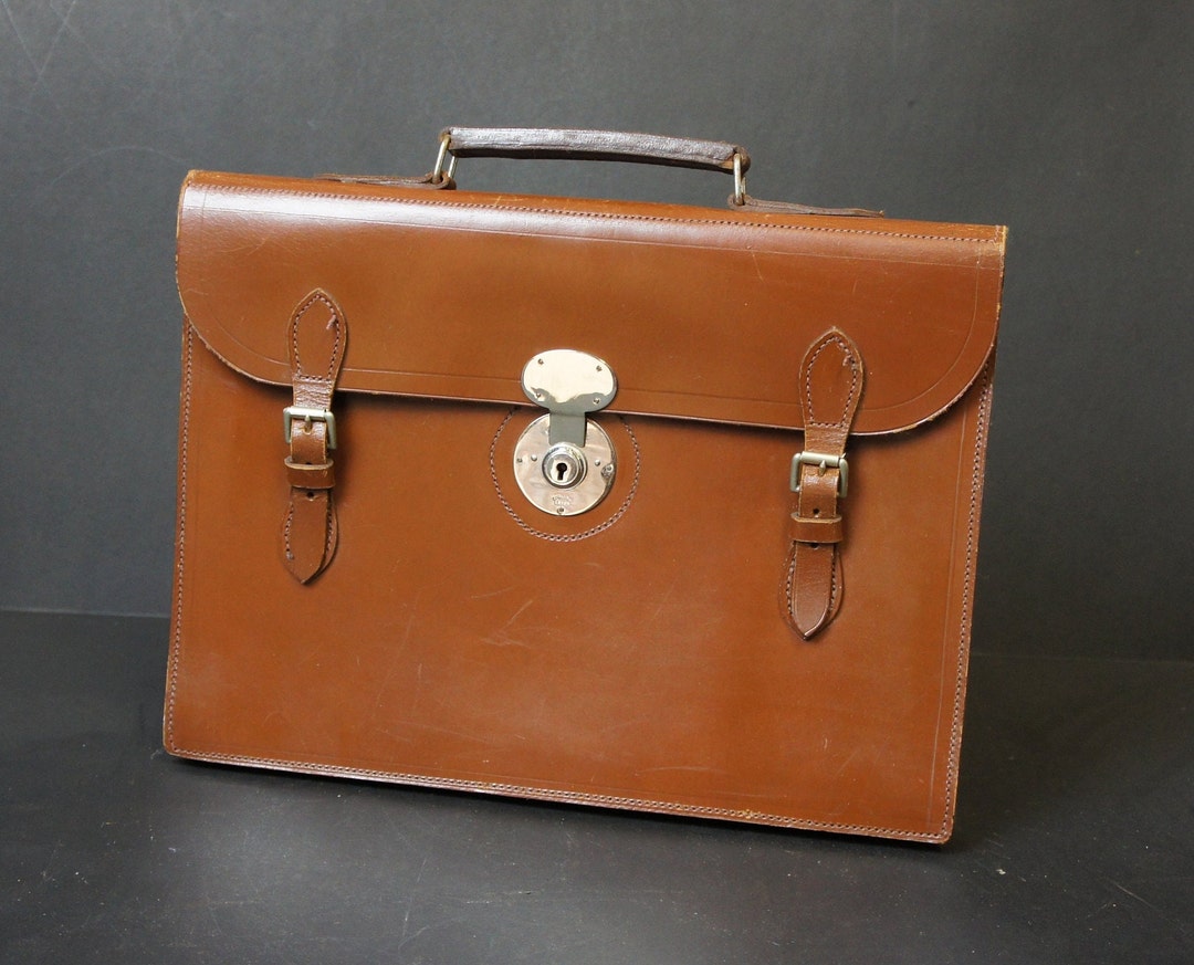Tailored Vintage Leather & Chrome English Briefcase - Etsy