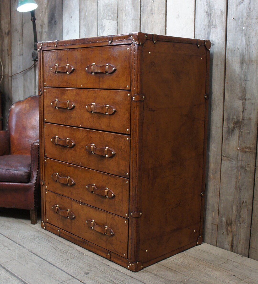Large Chest of Drawers in Hand Dyed Leather - Etsy UK