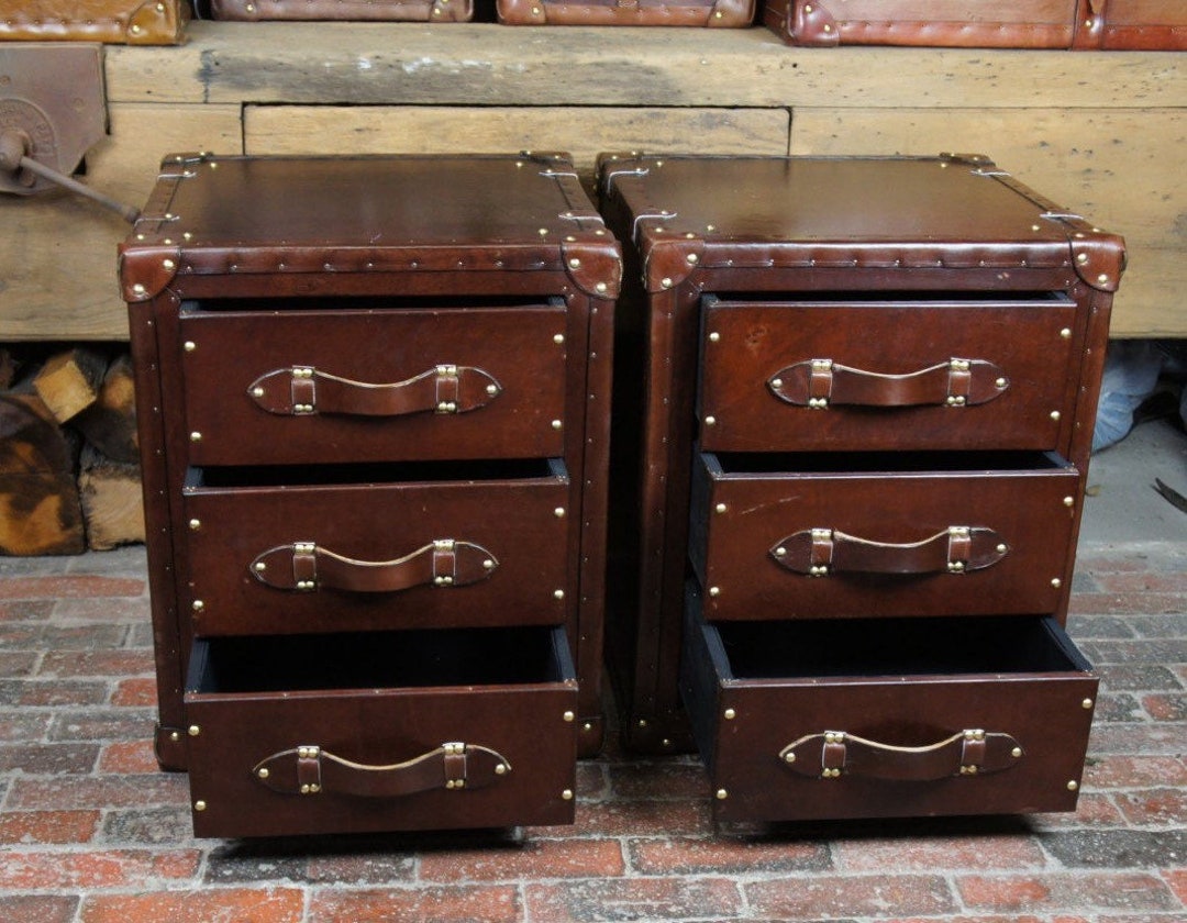 Handmade Set of Luxury Chestnut Brown Bedside Tables - Etsy