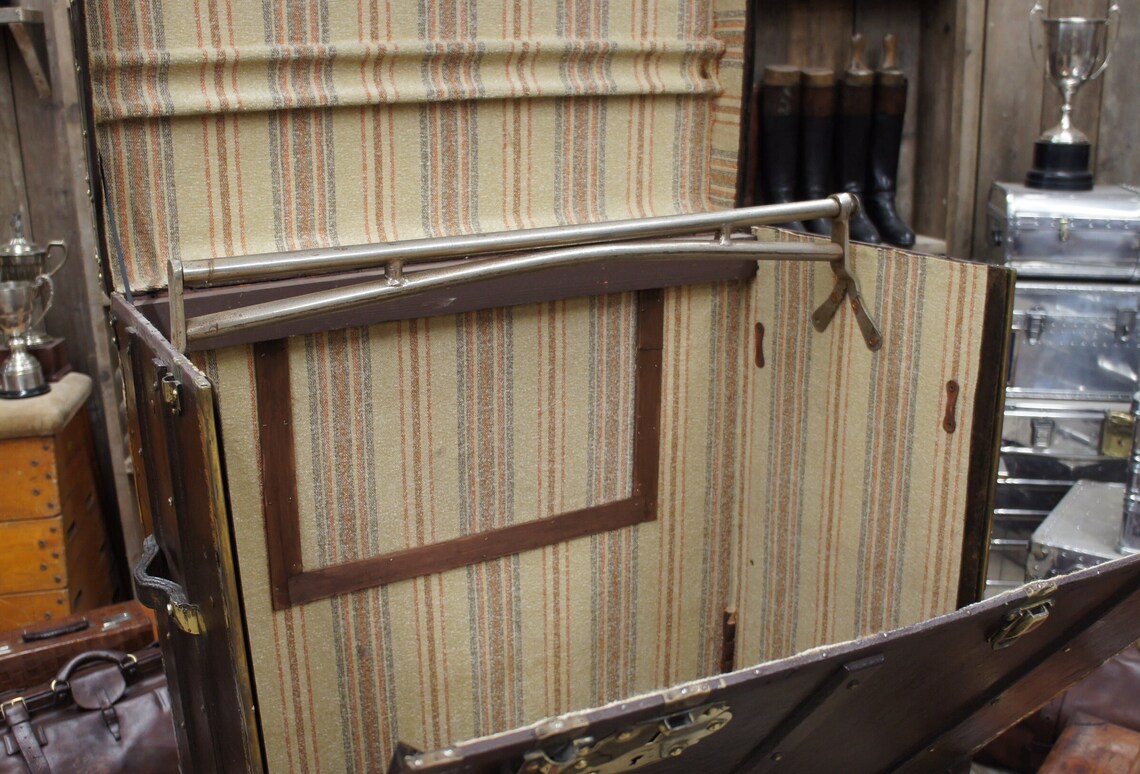 1920s Large Antique Garment Gown Trunk Brass Bound Reception | Etsy