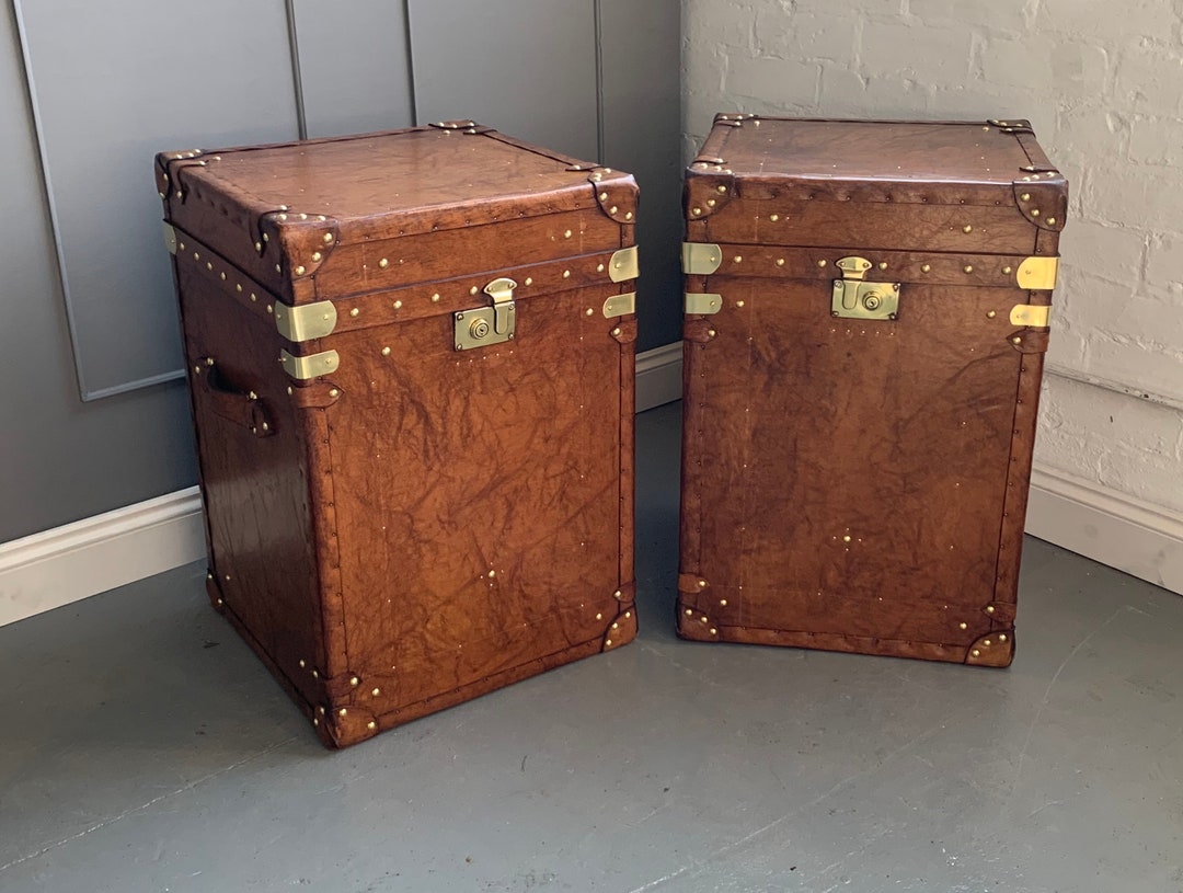 Library End Table Leather Colonial British Travel Trunks Room Decor - Etsy