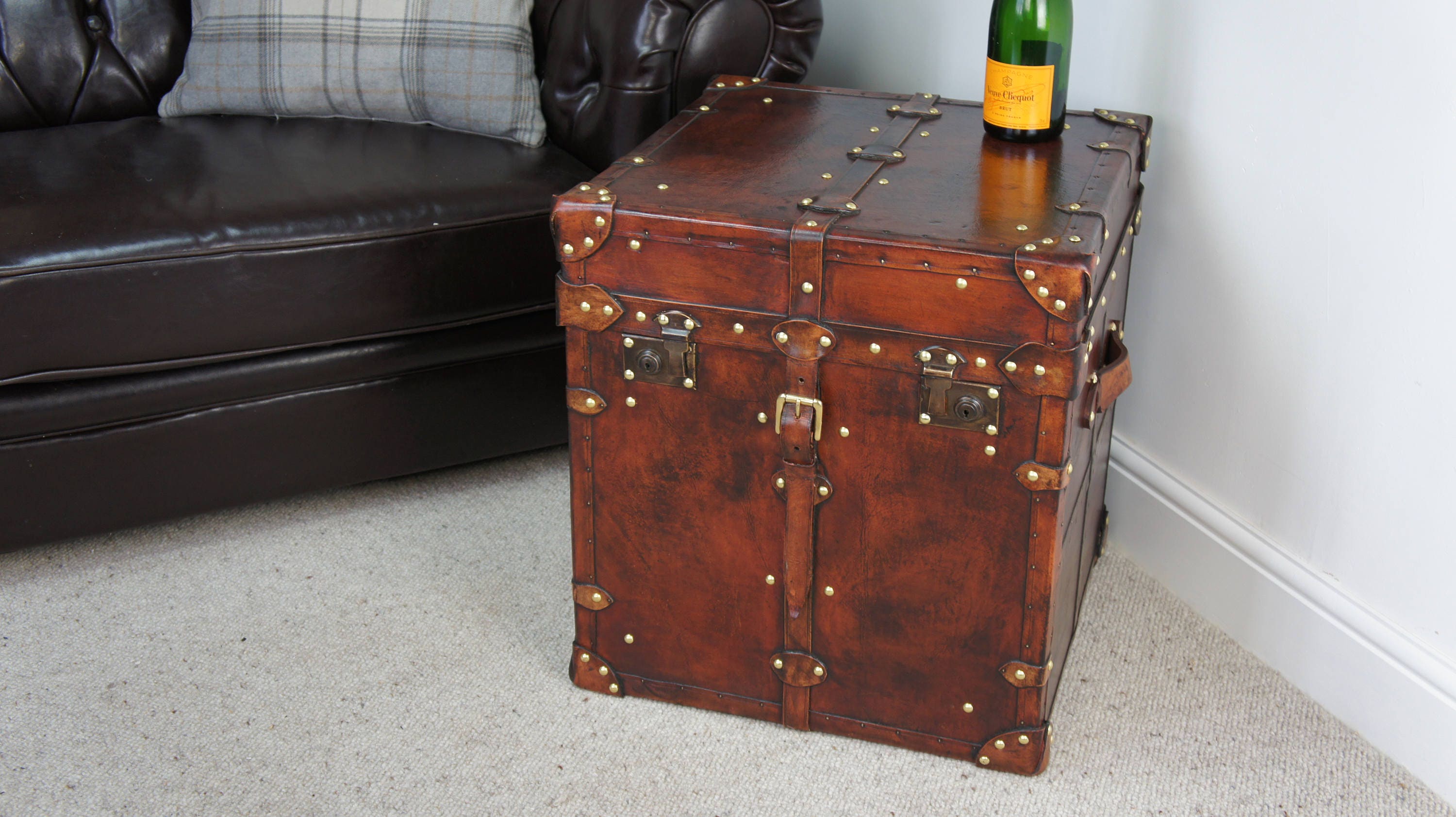 Finest English Occasional Side Table Trunk in Aged Tan Bridle | Etsy