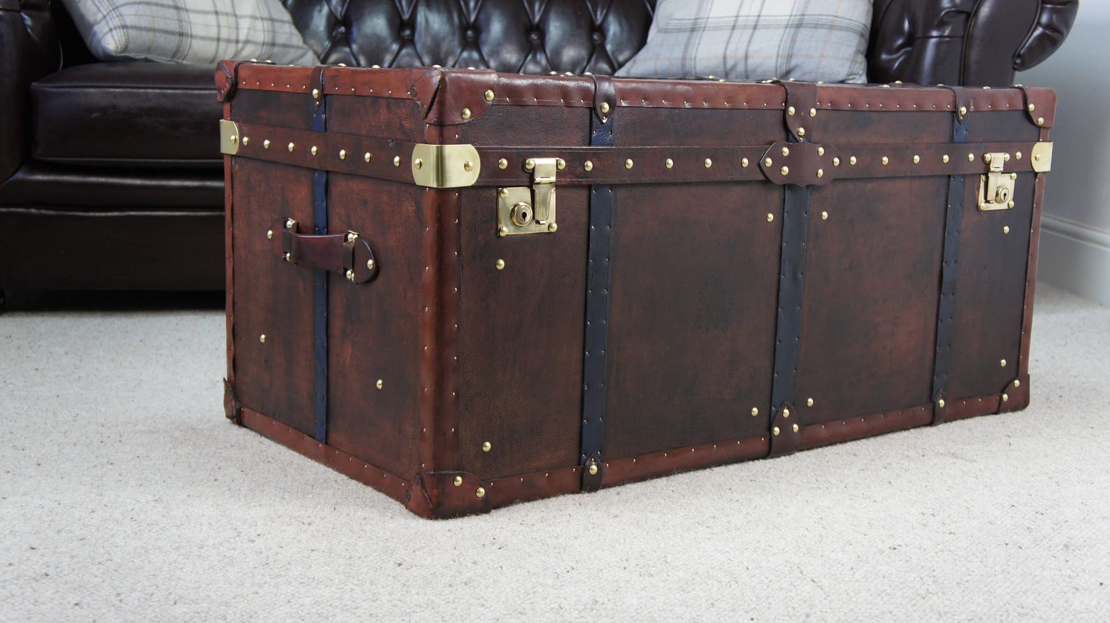 Large Antique Leather Handmade Trunk Chest Home Decor Bedroom - Etsy