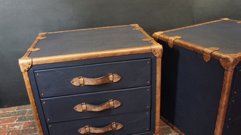 Luxury Pebble Blue Leather Console Tables - Etsy