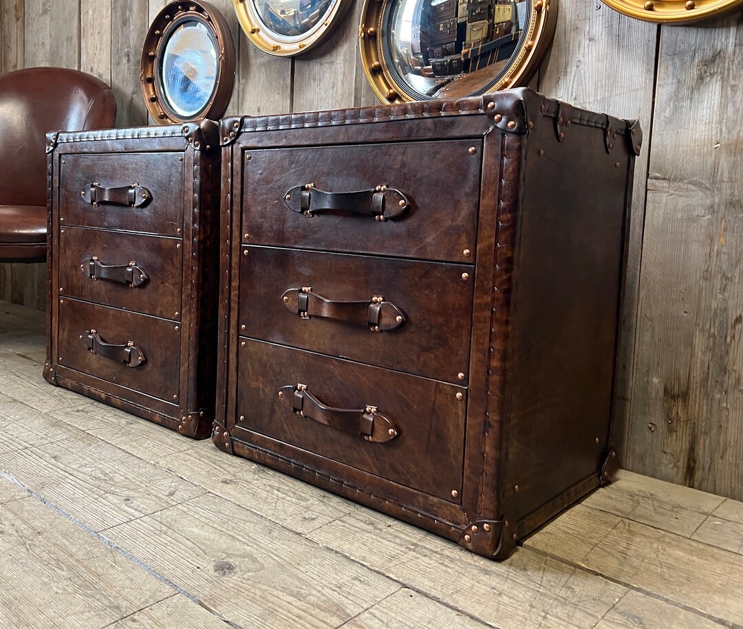 Luxury Handmade Leather Bedside Cabinets - Etsy