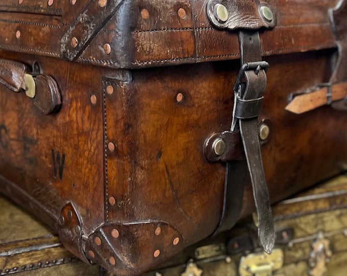 A Victorian Leather Travel Trunk - Etsy