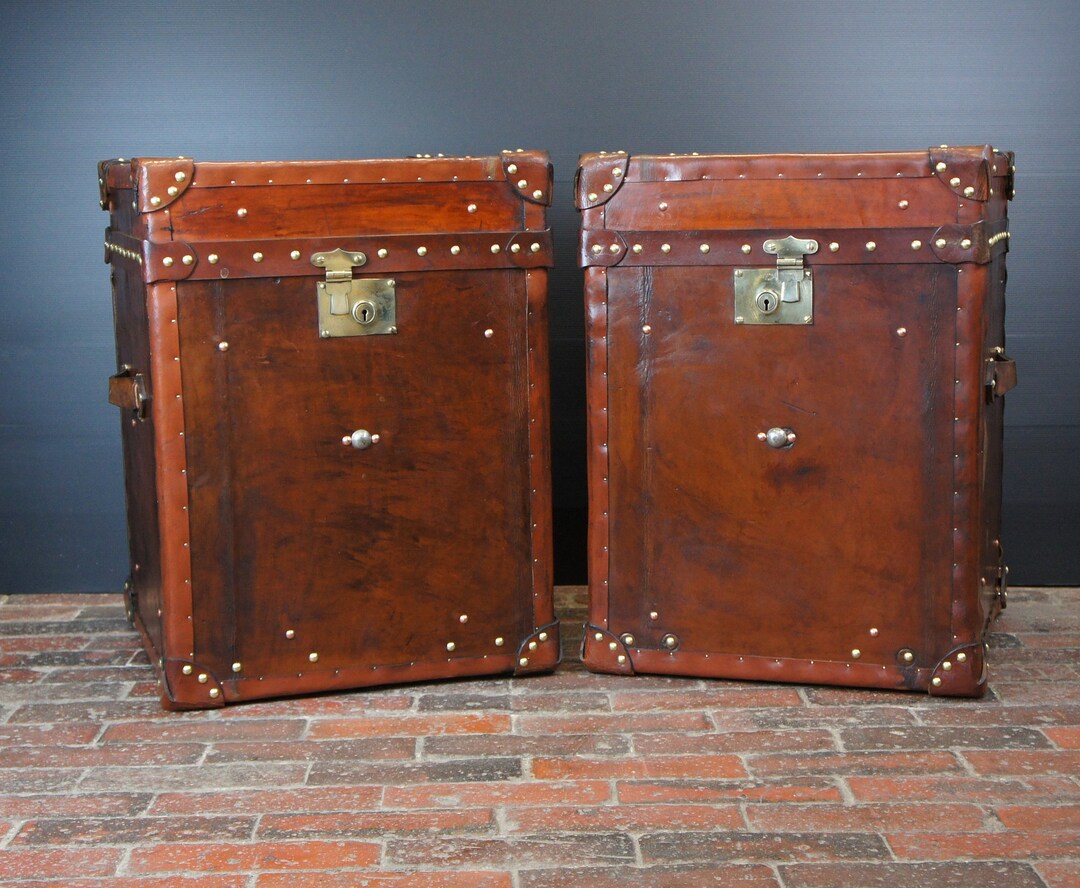 Antique English Leather Campaign Trunks - Etsy