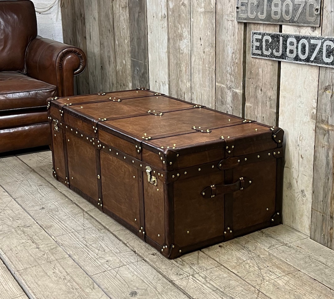 XL Luxury Handmade Leather Coffee Table - Etsy