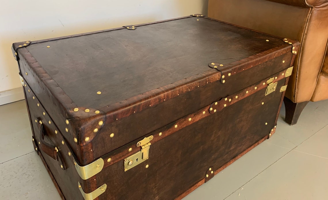 English Handmade Luxury Leather Coffee Table Trunk - Etsy Canada