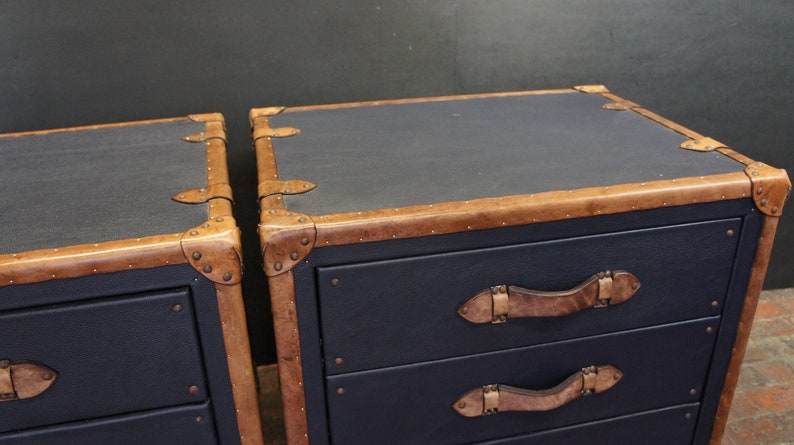 Luxury Pebble Blue Leather Console Tables - Etsy