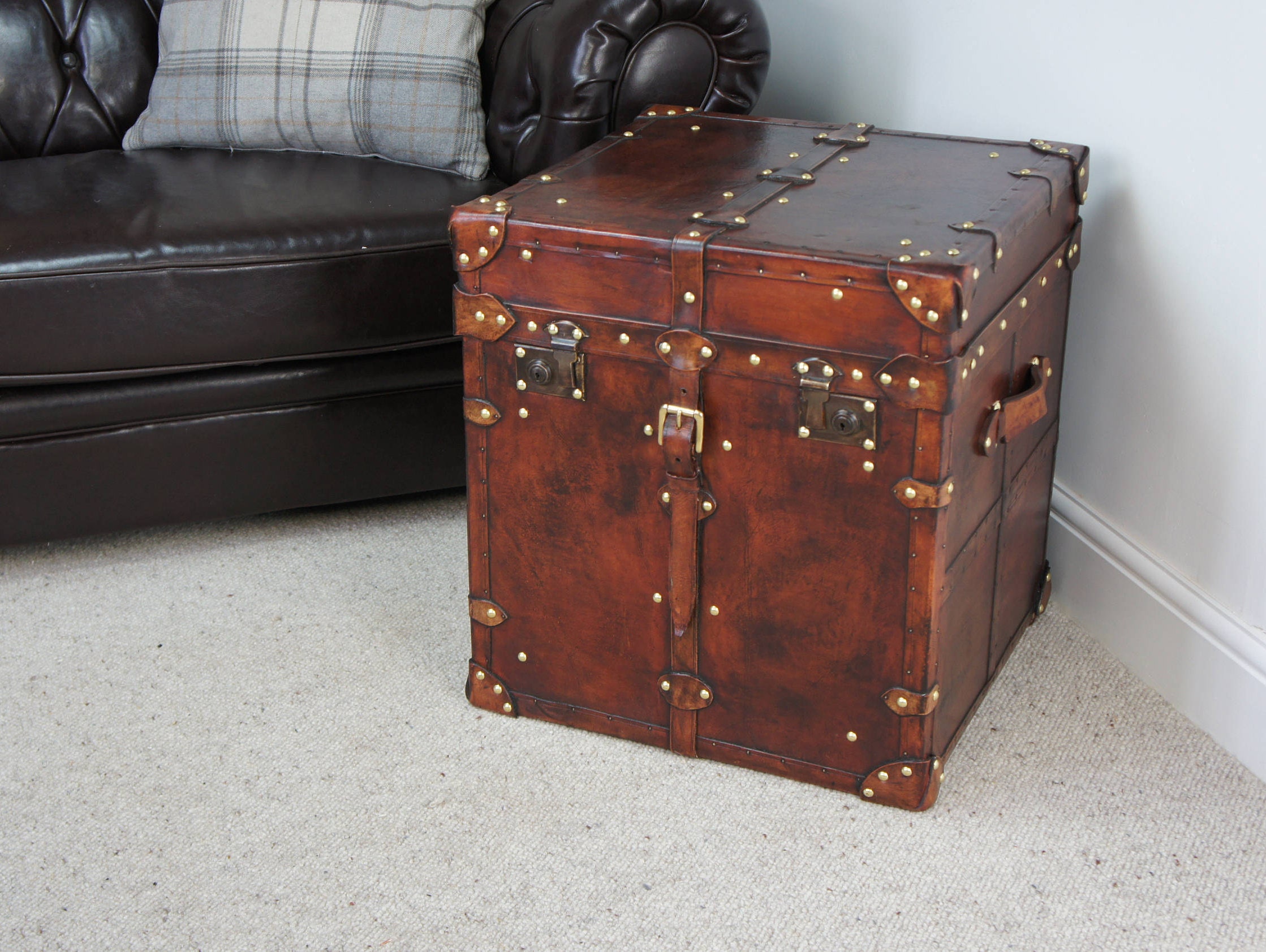 Finest English Occasional Side Table Trunk in Aged Tan Bridle | Etsy