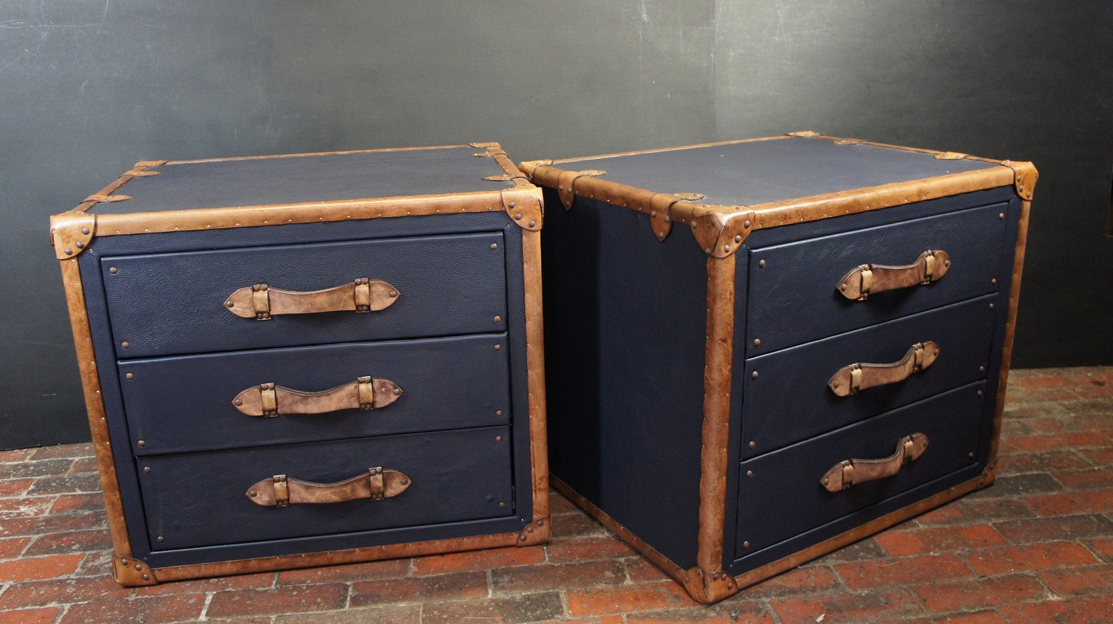Luxury Pebble Blue Leather Console Tables - Etsy