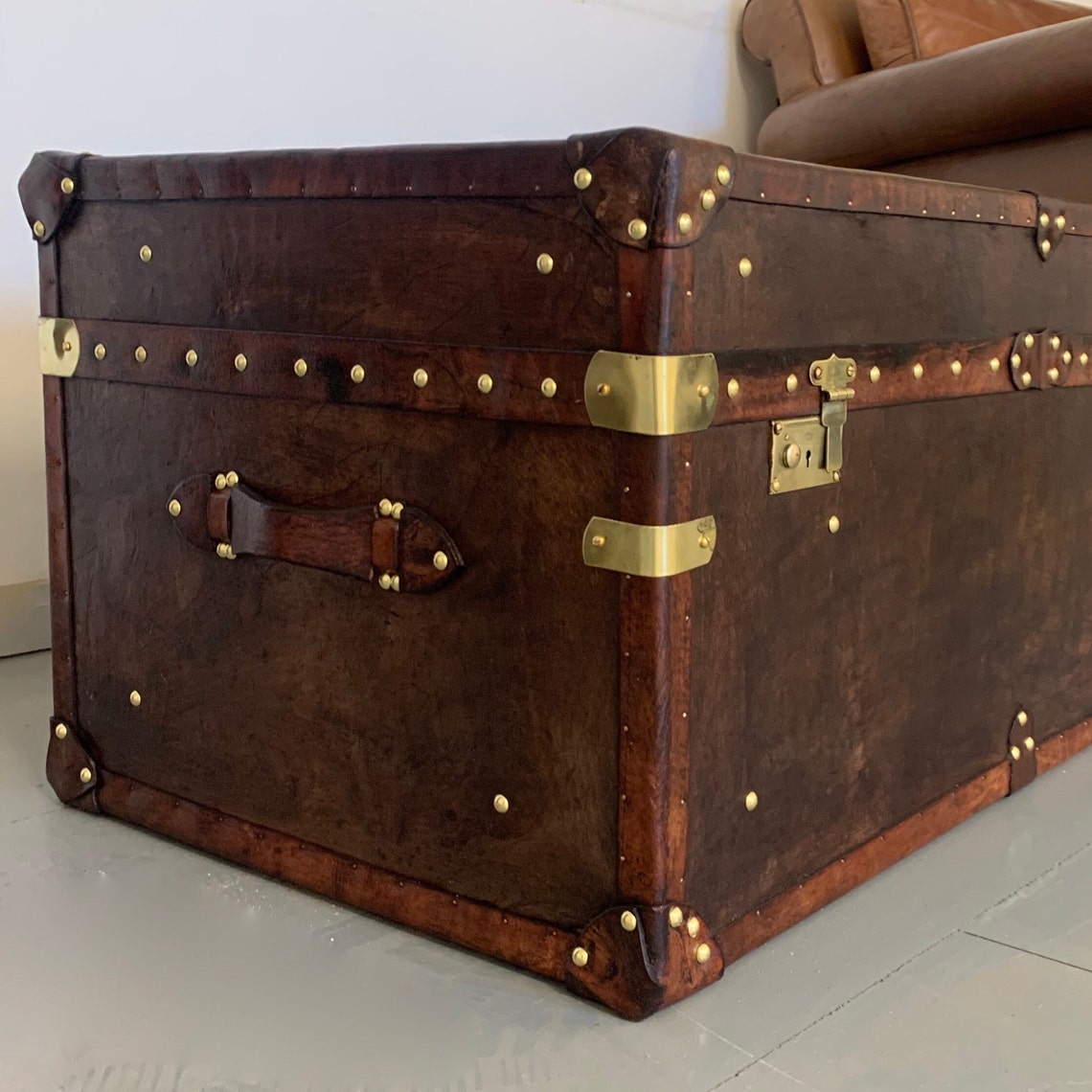 English Handmade Luxury Leather Coffee Table Trunk - Etsy Canada